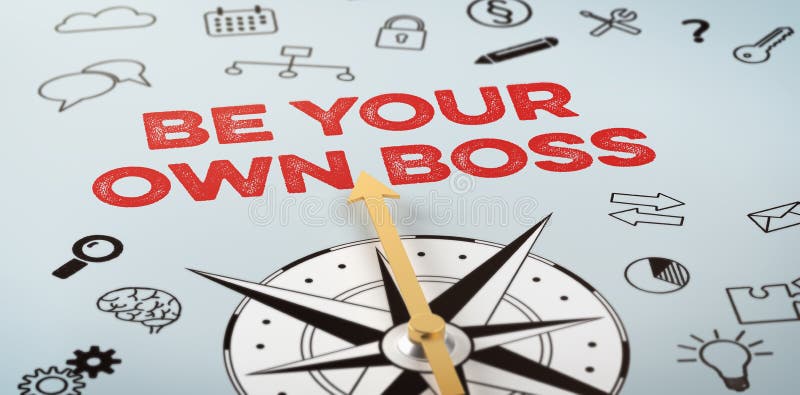 A Compass with Icons - Be Your Own Boss Stock Image - Image of icon ...