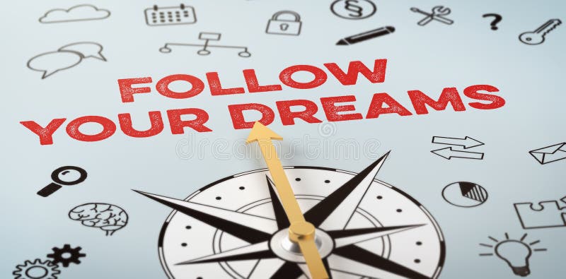A Compass with Icons - Follow Your Dreams Stock Illustration ...