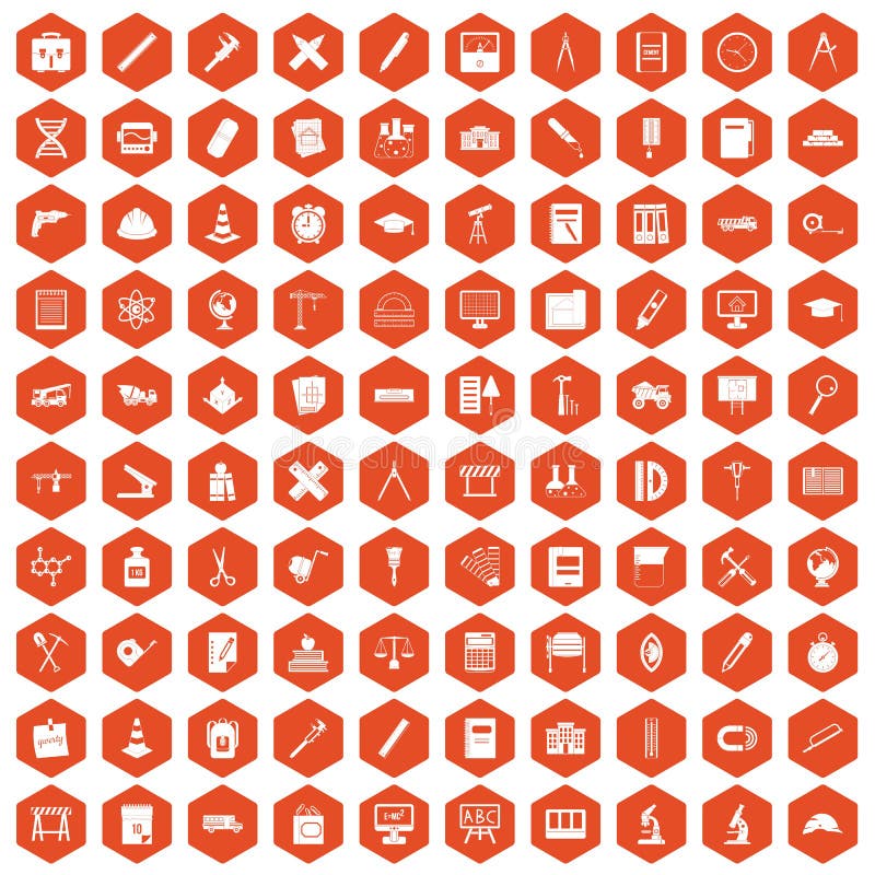 100 Compass Icons Hexagon Orange Stock Vector - Illustration of hexagon ...