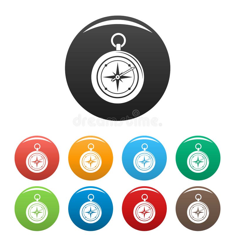 Compass icons set color stock vector. Illustration of element - 135098044