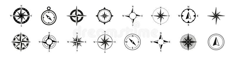 Compass Icons Set. Compass Icon Collection. Simple Symbol Stock Vector ...