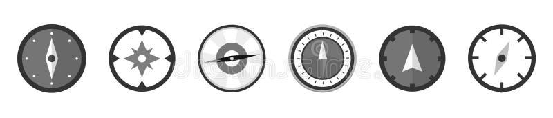 Compass Icons Set, Navigating System Simple Icons. Vector Stock Vector ...