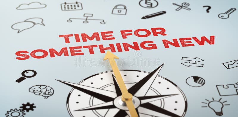 A Compass with Icons - Time for Something New Stock Illustration ...