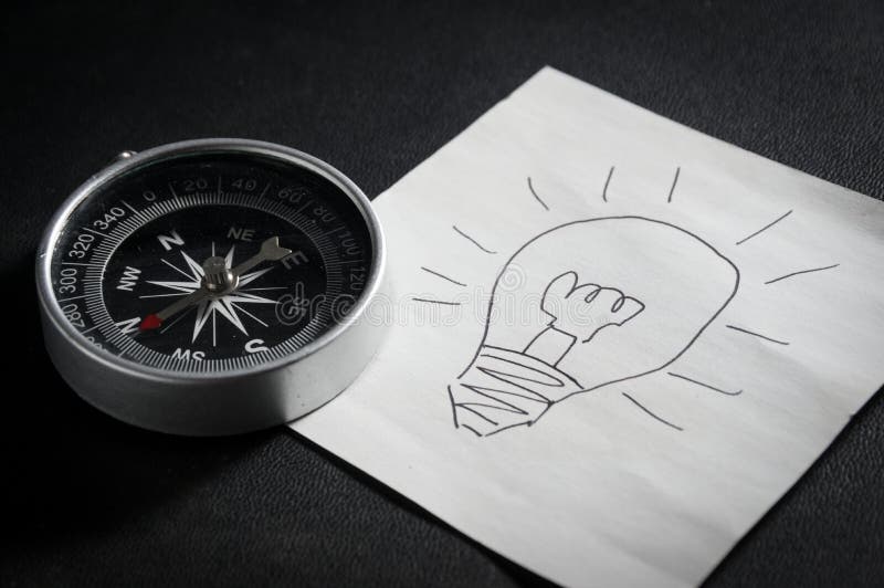 Compass and Idea Paper,success Concept. Stock Image - Image of east ...