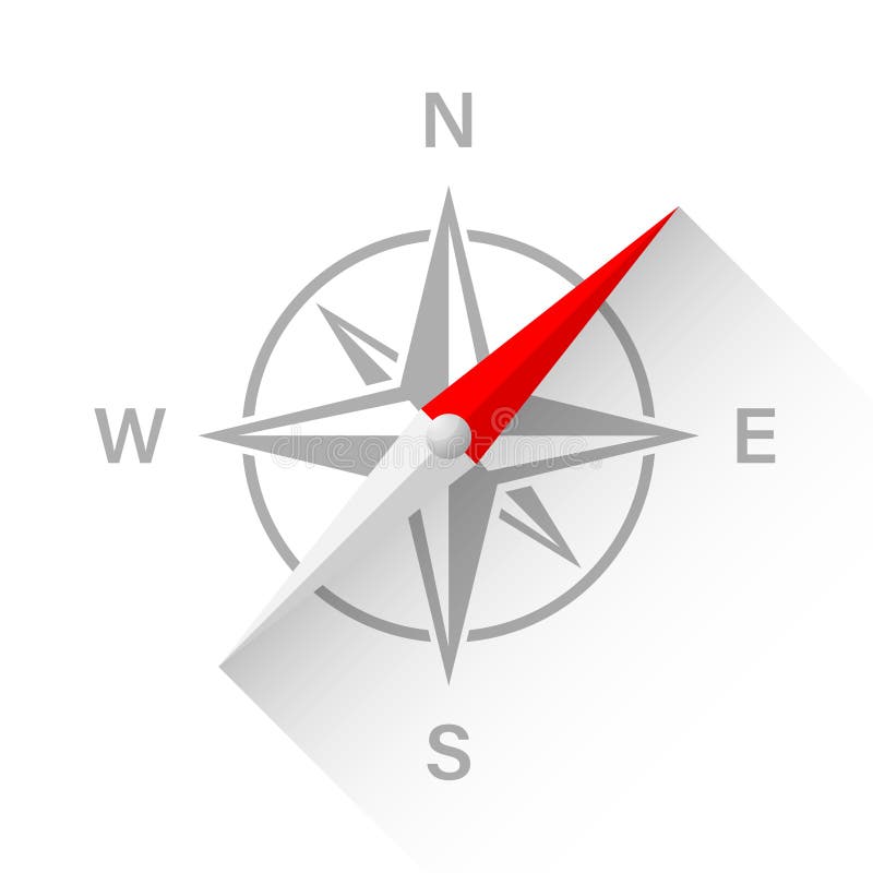 Compass Illustration with Shadow. Compass Design Sign. Travel Compass ...