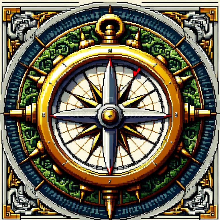 Compass Illustrator Design, Pixel Art Stock Illustration - Illustration ...