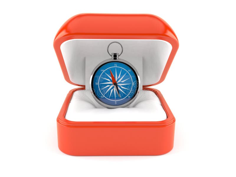 Compass Inside Engagement Ring Box Stock Illustration - Illustration of ...