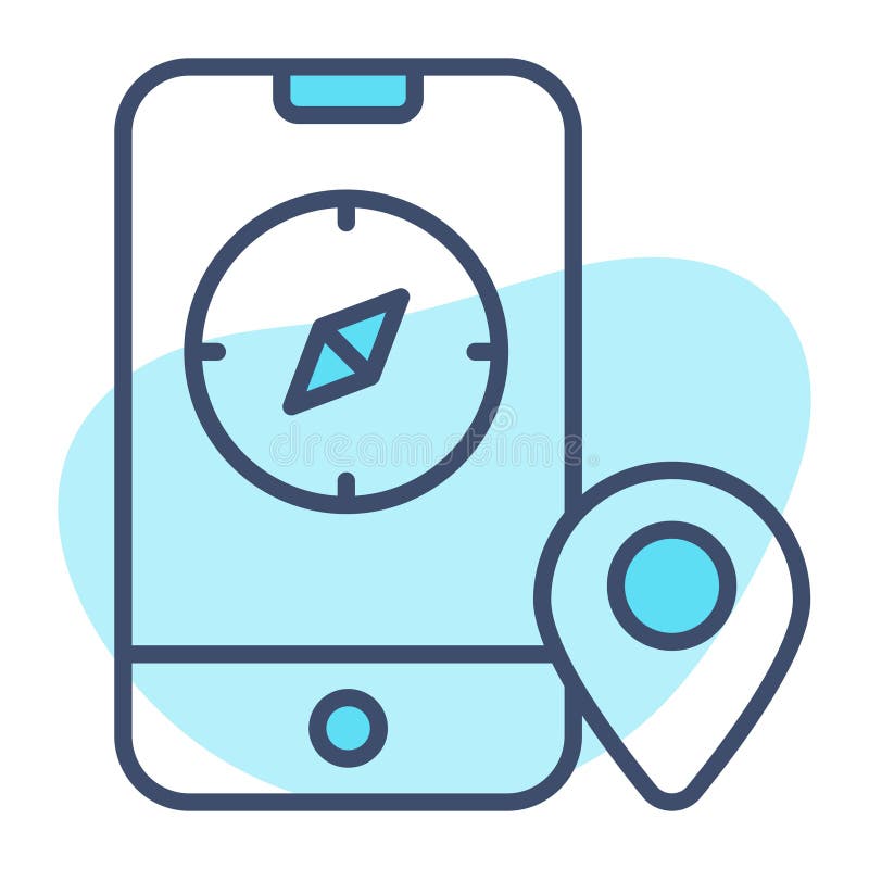 Compass Inside Mobile with Location Pin, Vector of Mobile Location ...