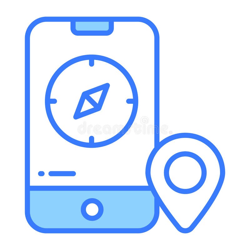 Compass Inside Mobile with Location Pin, Vector of Mobile Location ...