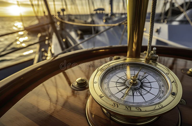 Compass instrument on boat stock illustration. Illustration of ...
