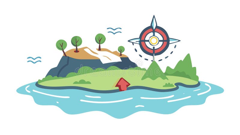 Compass Island Tropical Navigation, Vector Design Generative AI Stock ...
