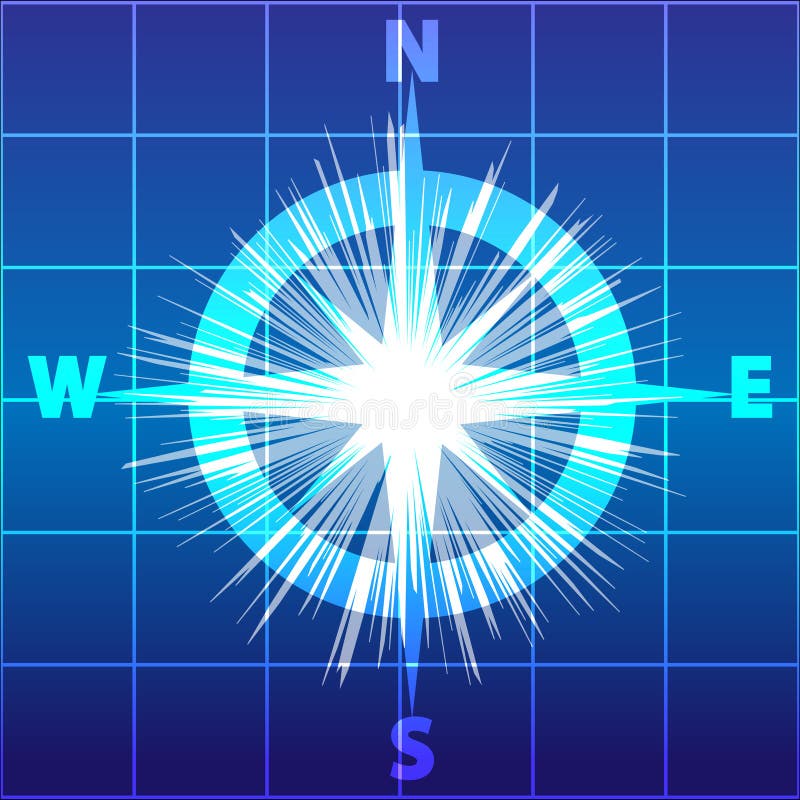 Compass Isolated on Blue White Background. Vector Illustration. Stock ...