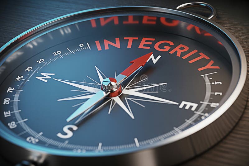 Compass Pointing To Integrity Representing Ethical Business Direction ...