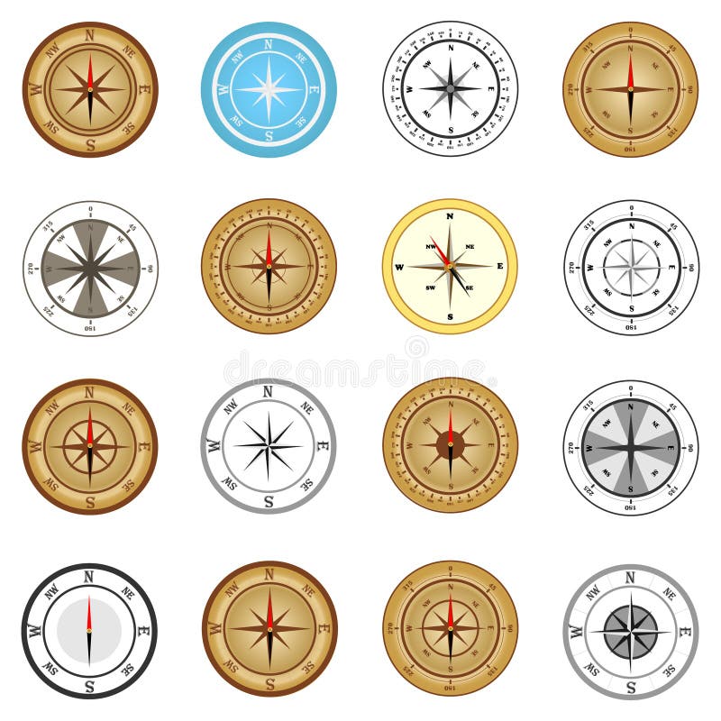 Navigation Compasses Icons Set Stock Vector Illustration Of Fully Black 44416642