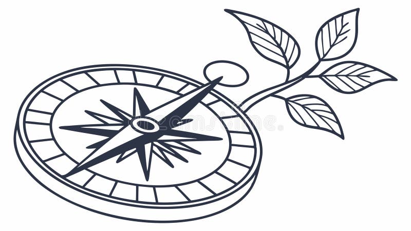 Compass on Leaf, Eco-Navigation, Green Journey, Direction, Vector ...
