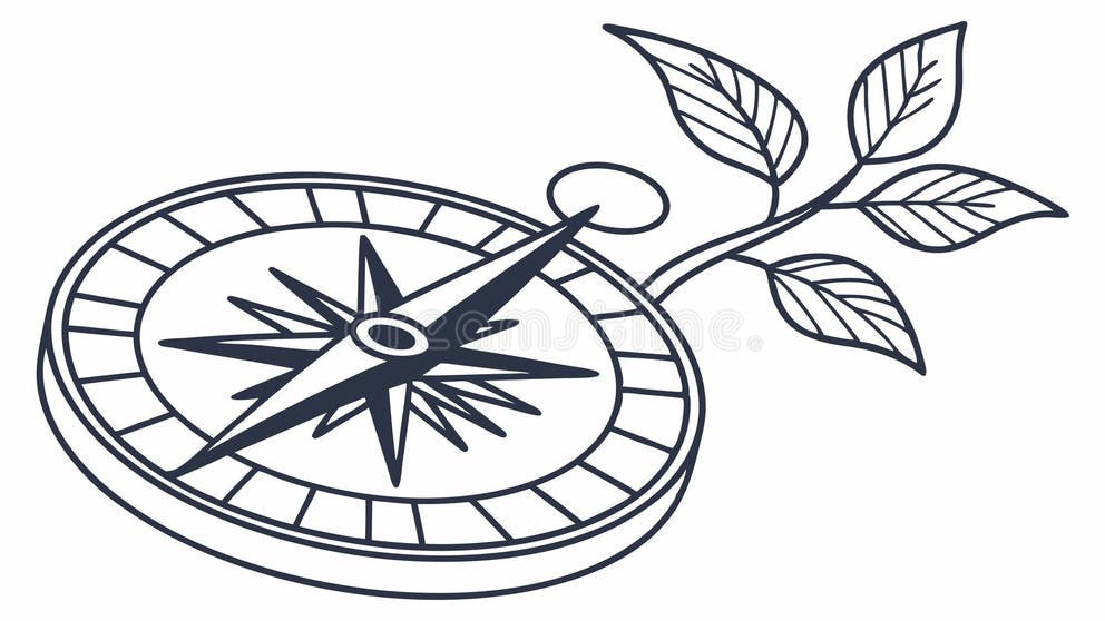 Compass on Leaf, Eco-Navigation, Green Journey, Direction, Vector ...
