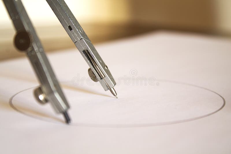 Compass Leaning on the Sheet Making a Circle Stock Photo - Image of ...