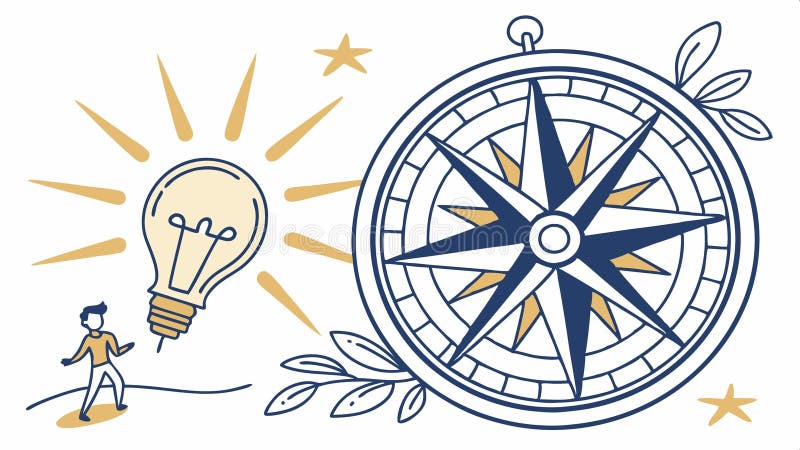Compass and Lightbulb Illustration, Direction and Innovative Ideas ...