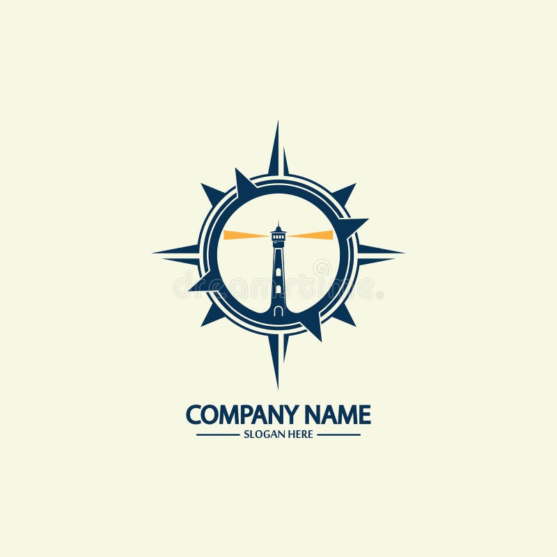 Compass and Lighthouse Logo Design Template Stock Vector - Illustration ...
