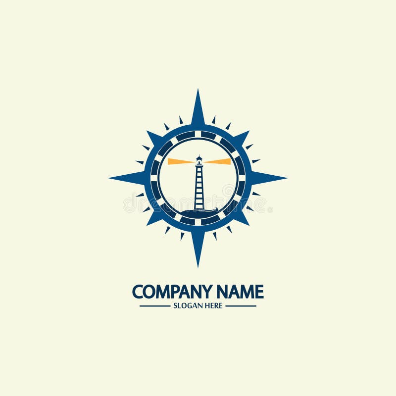 Compass and Lighthouse Logo Design Template Stock Vector - Illustration ...