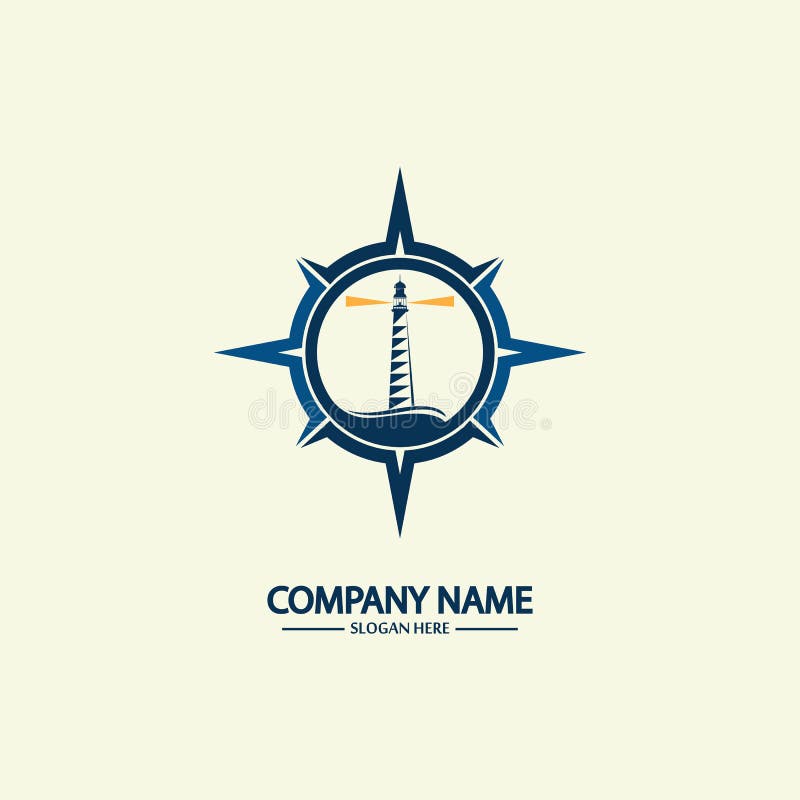 Compass and Lighthouse Logo Design Template Stock Vector - Illustration ...
