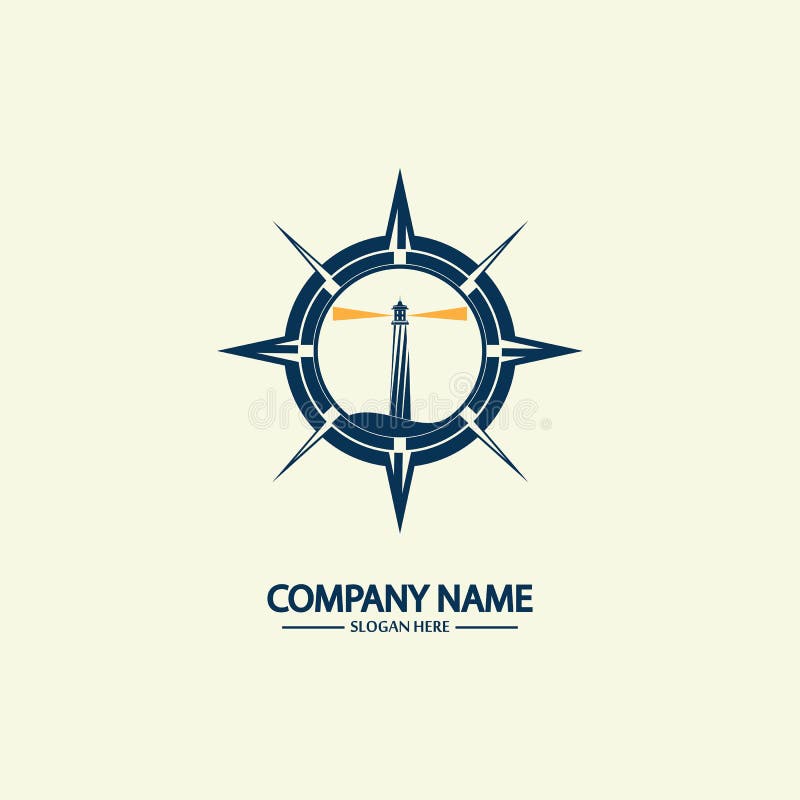 Compass and Lighthouse Logo Design Template Stock Vector - Illustration ...