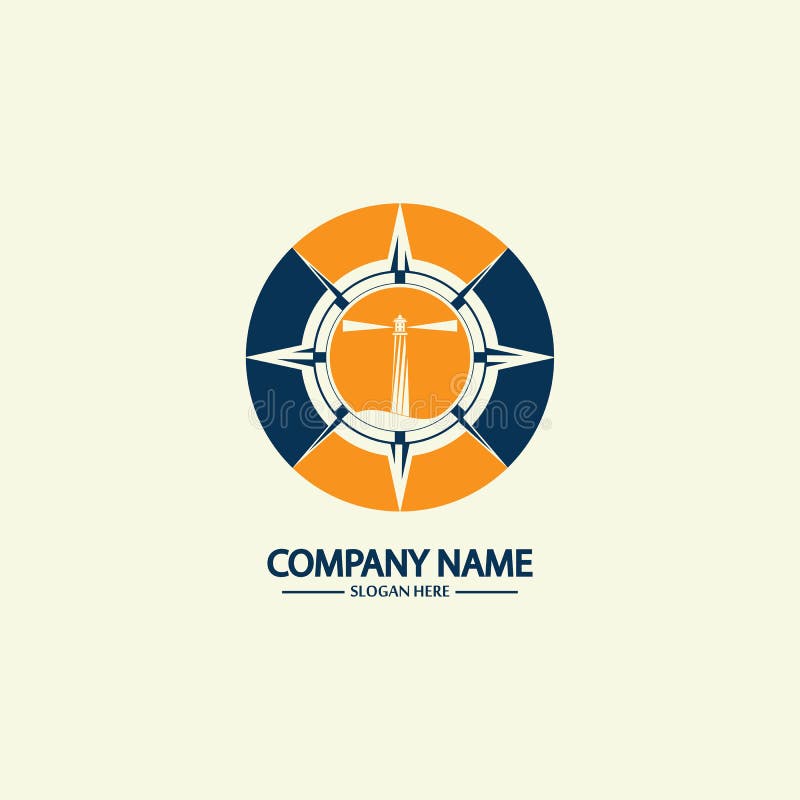 Compass and Lighthouse Logo Design Template Stock Vector - Illustration ...