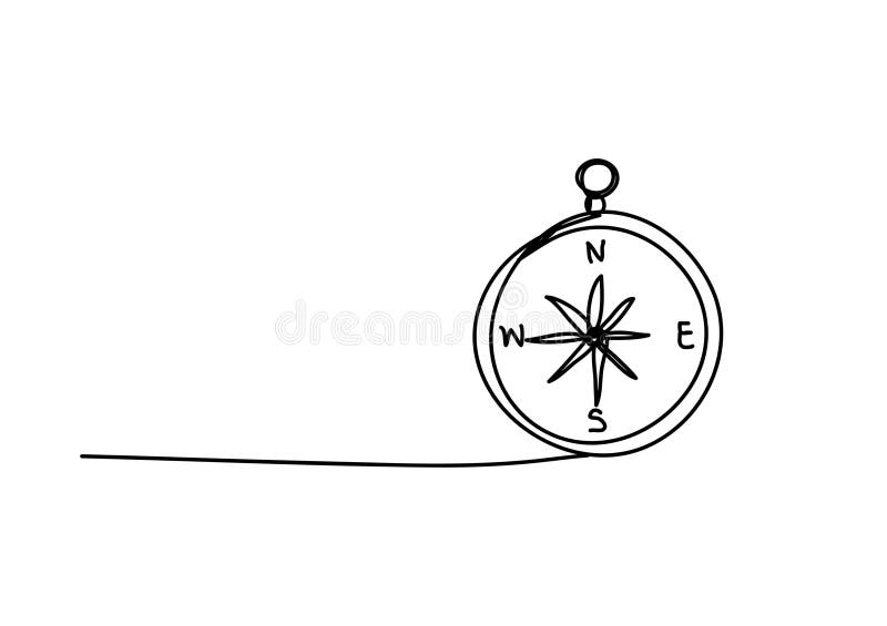 Compass , Line Drawing Style , Idea Concept , Vector Illustration Stock ...