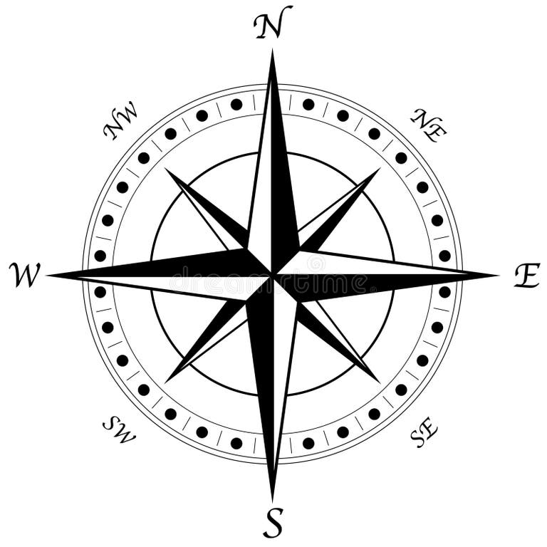 Directional Navigation Compass Line Illustration Art Stock Illustration ...