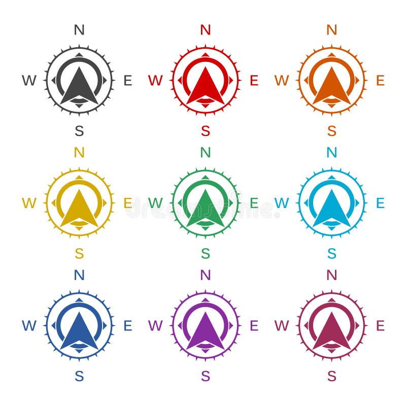 Compass Logo Color Icon Set Stock Vector - Illustration of nautical ...