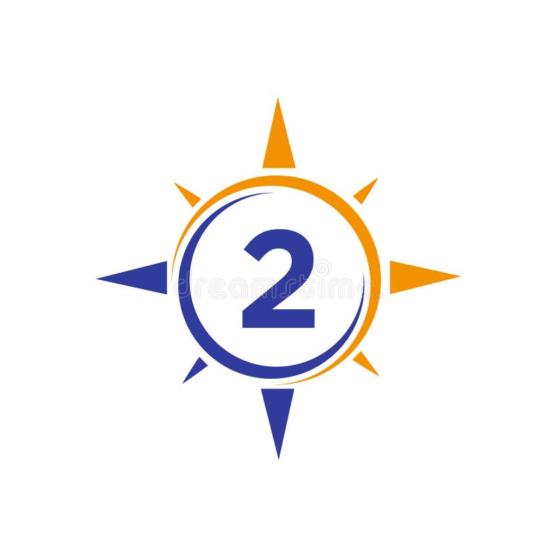 Compass Logo Design on Letter 2 Concept. Letter 2 Compass Adventure ...