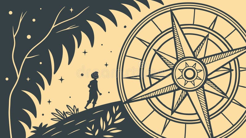 Compass in a Lush Forest with a Winding Path. Vector Design Generative ...