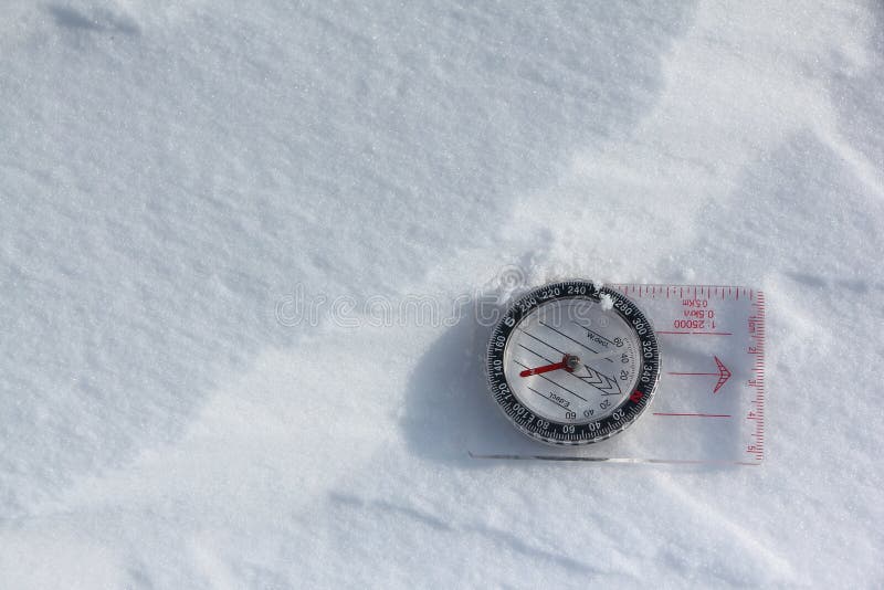 Compass Lying on the Snow in Winter Stock Image - Image of latitude ...