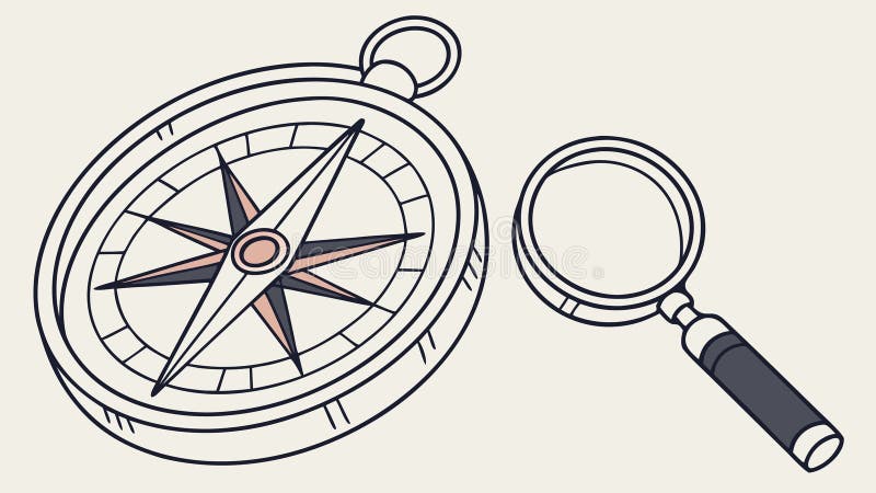 Compass with Magnifying Glass, Discovery, Research, Detailed Navigation ...