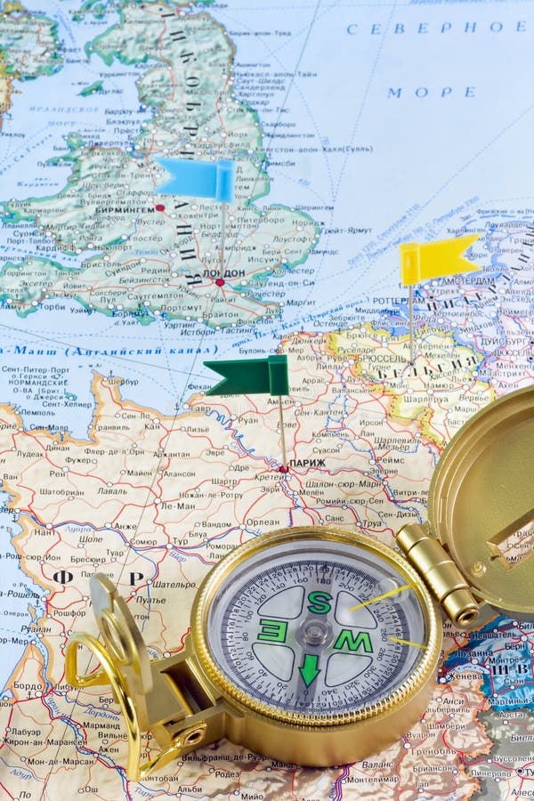 Compass on the map stock image. Image of area, line, activity - 12498827