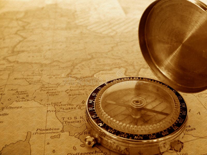 Compass and Old Map India stock photo. Image of history - 25551854