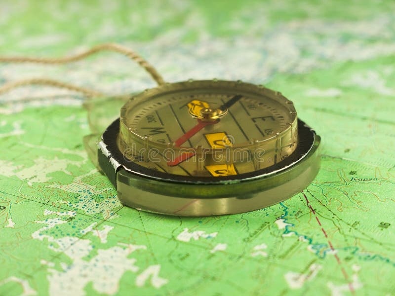 Compass and map. stock image. Image of north, adventure - 13008955