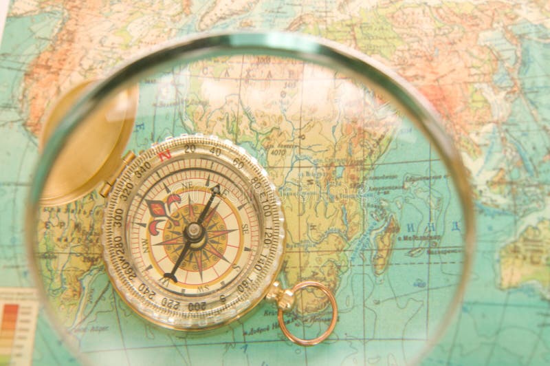 Compass with map stock image. Image of maps, cartography - 13148559