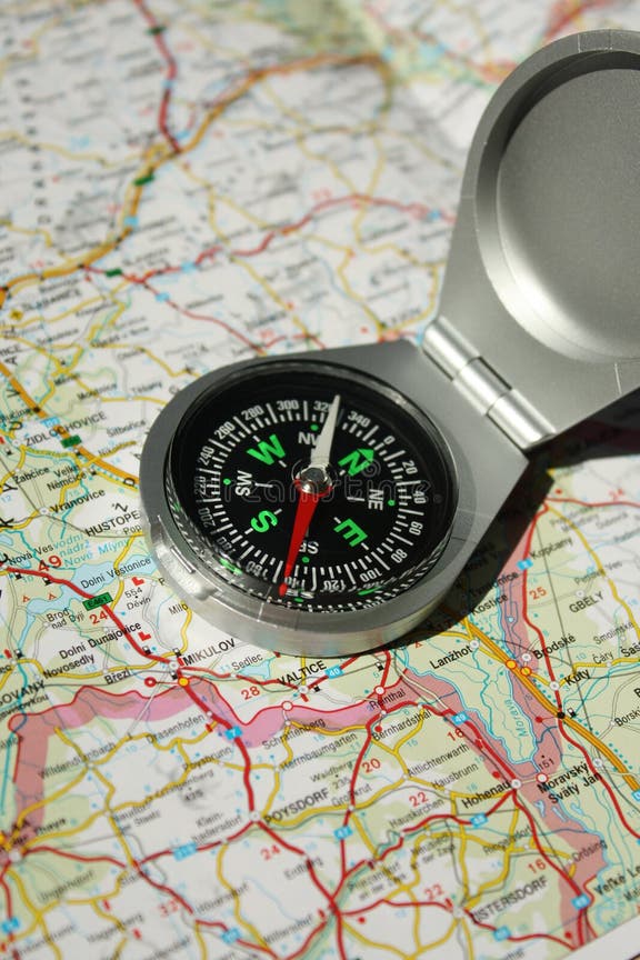 Compass&Map stock image. Image of names, magnetism - 13927971