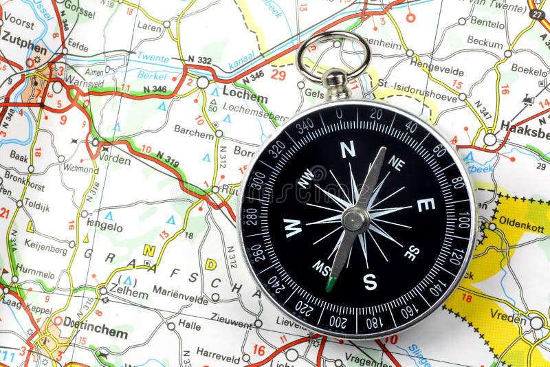 Map and compass stock image. Image of vacations, paper - 1131175