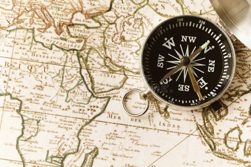 Compass on a map stock image. Image of north, paper, topography - 15075687