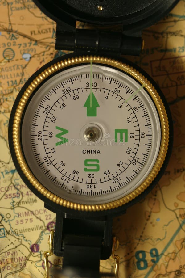 Compass on Map stock image. Image of direction, north - 16344481