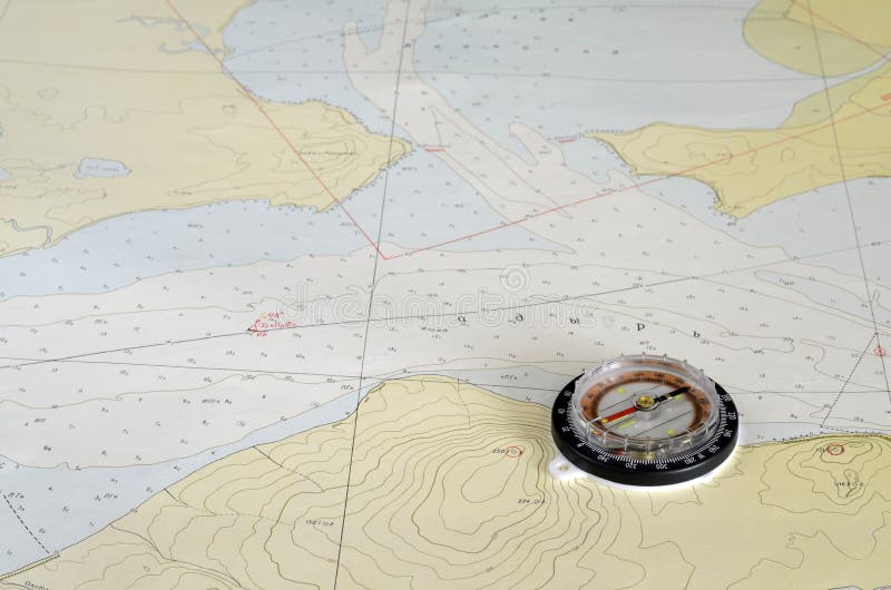 Compass and the map stock image. Image of longitude, locate - 19088535