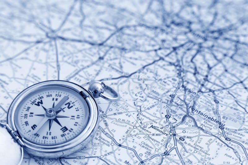 Compass and map stock photo. Image of voyage, geography - 27235978