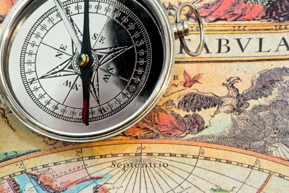 Compass and map stock image. Image of direction, continent - 3822087