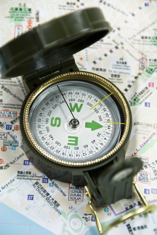 Navigation Compass and Map stock image. Image of global - 5757677