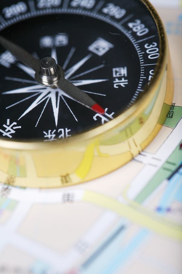 Compass on map stock image. Image of chinese, city, history - 5307035