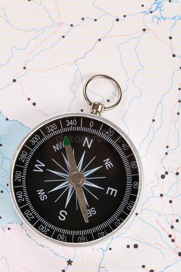 Compass and map stock photo. Image of equipment, navigational - 5549358