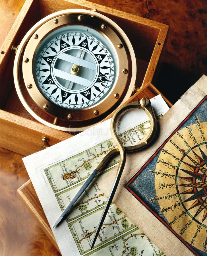 Compass and Map stock photo. Image of tool, south, east - 7356484