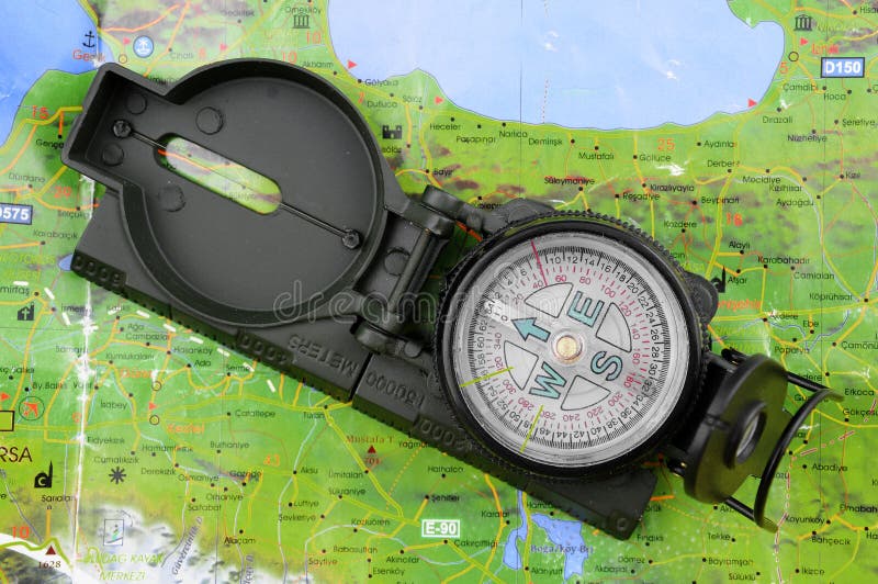 Compass and map stock image. Image of human, direction - 8380475